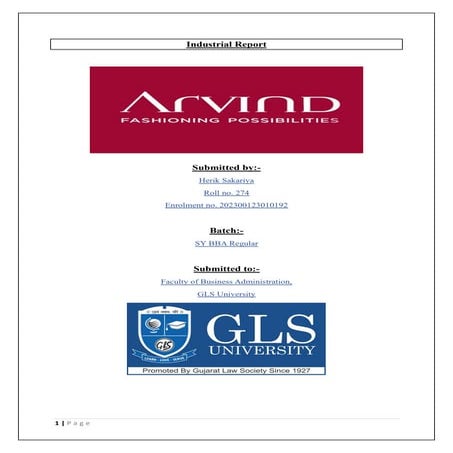 Industrial Report on Arvind mills ltd.pdf
