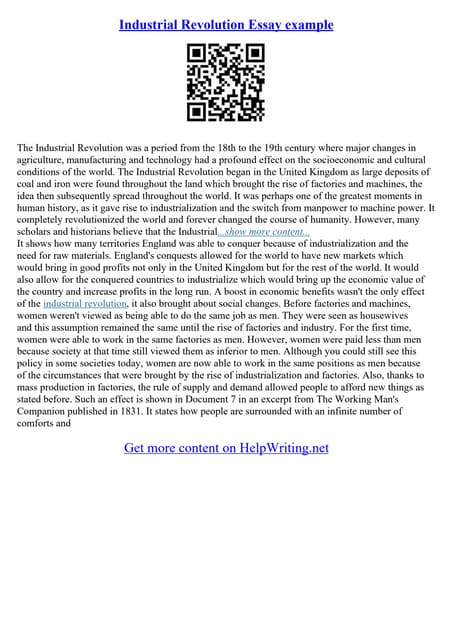 First American Industrial Revolution Dbq Essay