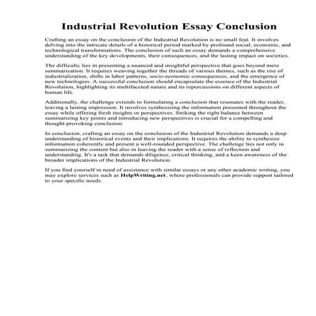 Industrial Revolution Essay Conclusion. the industrial revolution essay ...