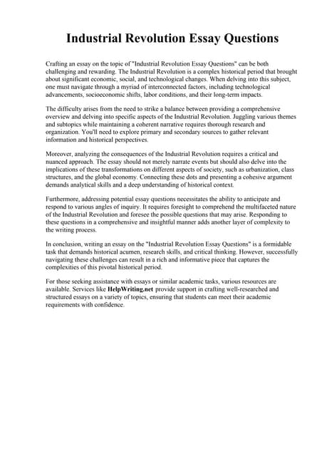 Industrial Revolution Essay.pdf | Homework and Study | Education