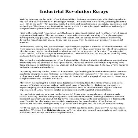 Industrial Revolution Essays.pdf | Homework and Study | Education