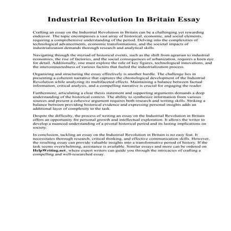 Industrial Revolution In Britain Essay | PDF | Homework and Study ...