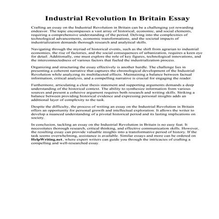 Industrial Revolution In Britain Essay | PDF