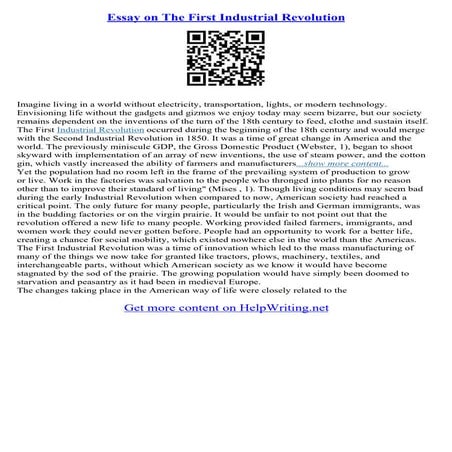 Industrial Revolution In Europe Essay | PDF