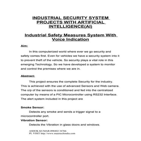 INDUSTRIAL SECURITY SYSTEM PROJECTS WITH ARTIFICAL INTELLIGENCE(AI ...