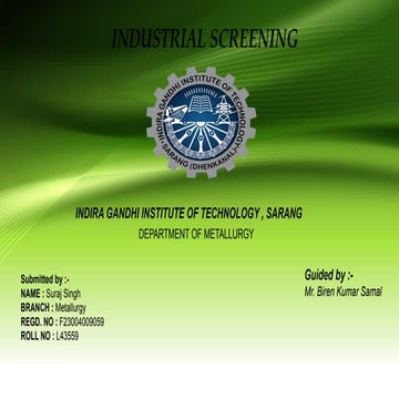 INDUSTRIAL SCREENING screening and the metrial testing | PPT