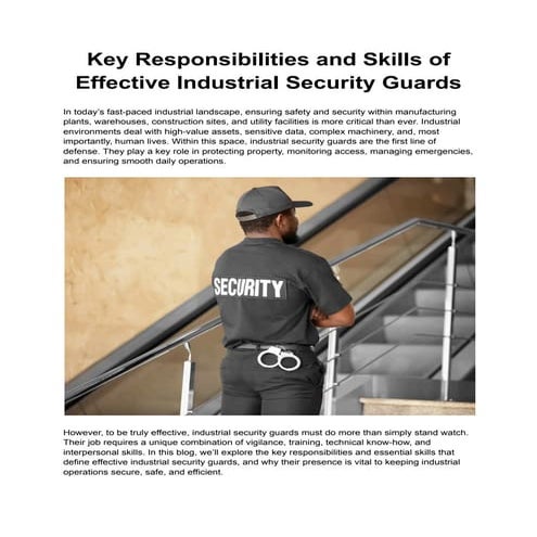 Importance of Well-trained Security Guards | PDF