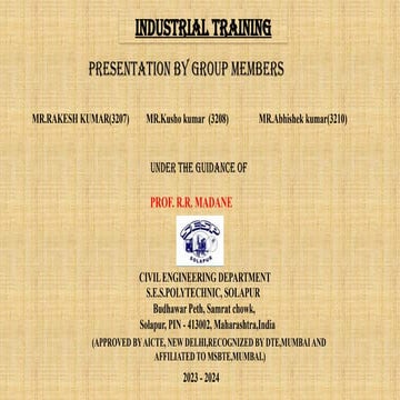 Industrial Training and water resources engineering | PPT