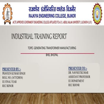 Industrial training ppt bhel bhopal | PPTX