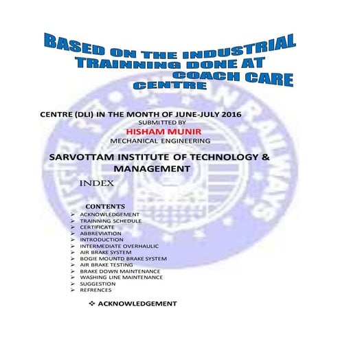 report on Industrial training | DOCX