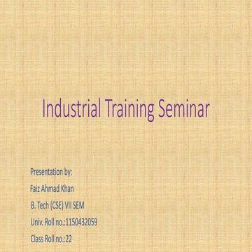 Industrial Training Seminar PPT | PPTX | Web Development | Internet