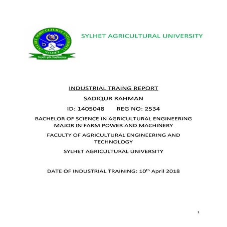Industrial trainning report | PDF | Agriculture | Industries
