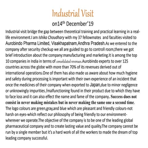 Industrial visit | PPTX