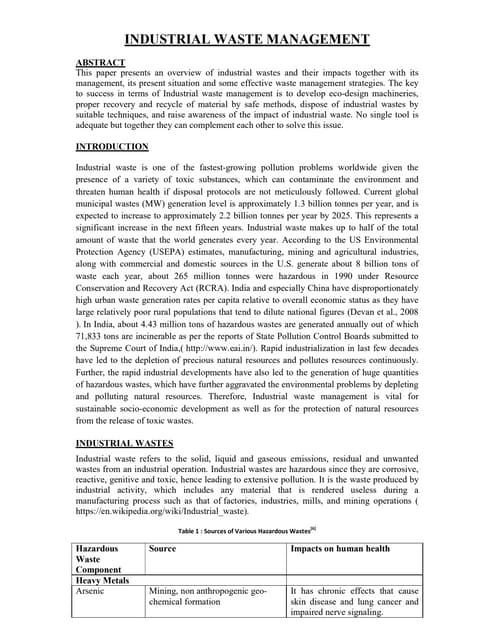 Industrial Waste Management | PPTX