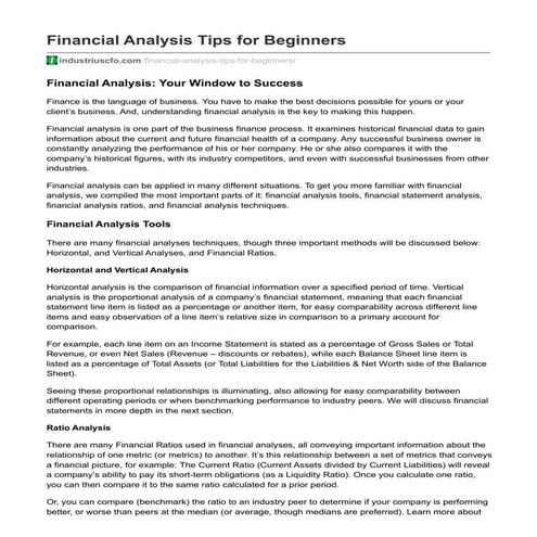 Financial Analysis Tips for Beginners | PDF