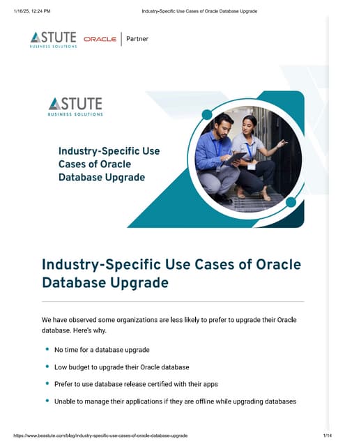 Industry-Specific Oracle Database Upgrade Use Cases | PDF Industry-Specific Oracle Database Upgrade Use Cases | PDF