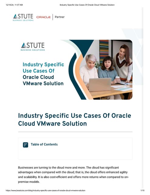 Industry Specific Use Cases Of Ocvs Oracle Cloud Vmware Solution Pdf