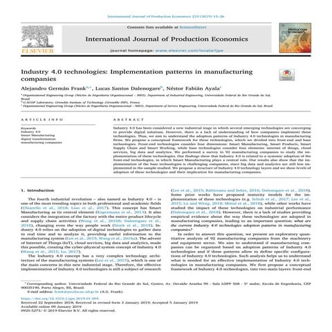 Industry 4.0 technologies implementation patterns in manufacturing ...