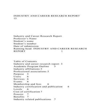 INDUSTRY AND CAREER RESEARCH REPORT .docx
