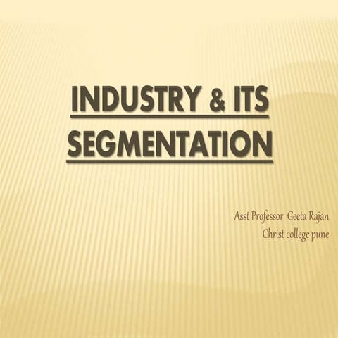 Industry and its segmentation | PPTX