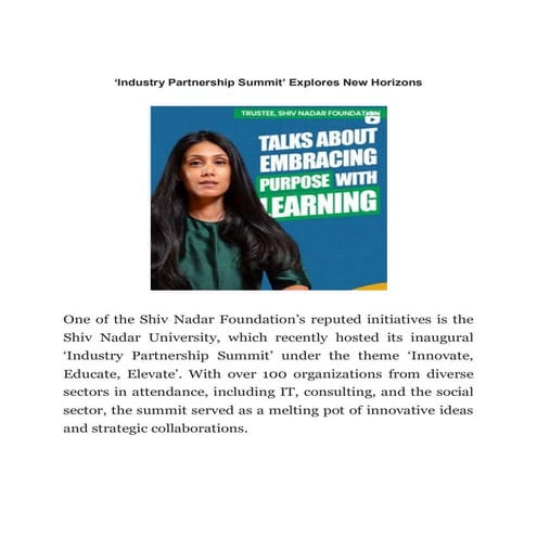 ‘Industry Partnership Summit’ Explores New Horizons | PDF