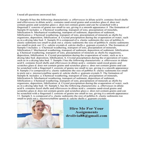 I need all questions answered fast 3- Sample H has the following chara.docx