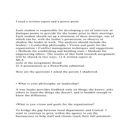 I need a written report and a power pointEach student is r.docx