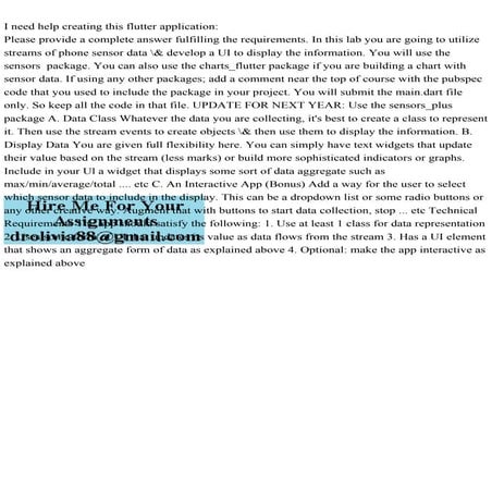 I need help creating this flutter applicationPlease provide a com.pdf | Computing | Technology ...