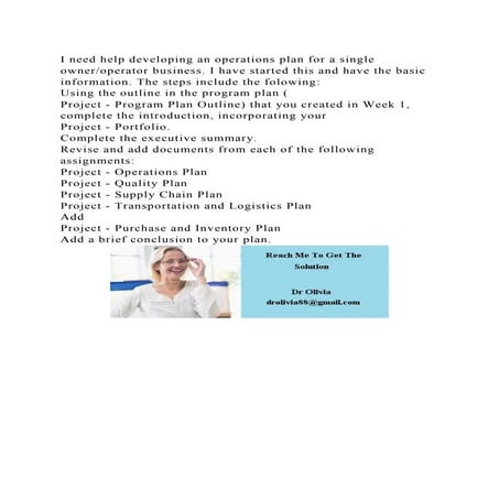 I need help developing an operations plan for a single owneroperato.docx