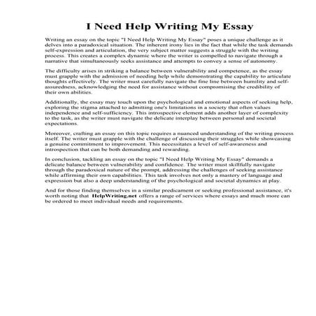 I Need Help Writing My Essay | PDF