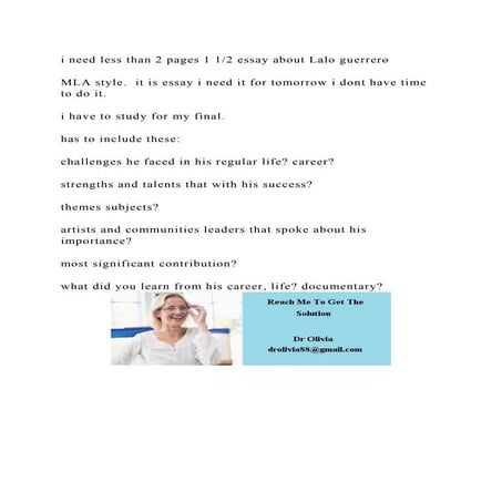 i need less than 2 pages 1 12 essay about Lalo guerrero MLA sty.docx