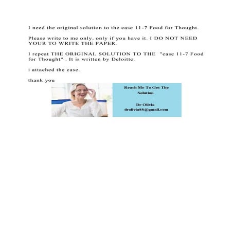 I need the original solution to the case 11-7 Food for Thought.P.docx