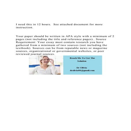 I need this in 12 hours. See attached document for more instr | DOCX