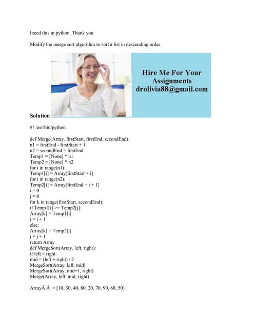 Ineed this in python- Thank you Modify the merge sort algorithm to sor.docx Ineed this in python- Thank you Modify the merge sort algorithm to sor.docx