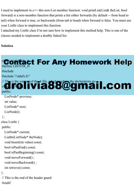 I Need To Implement In C This Non List Member Function Void Print Pdf