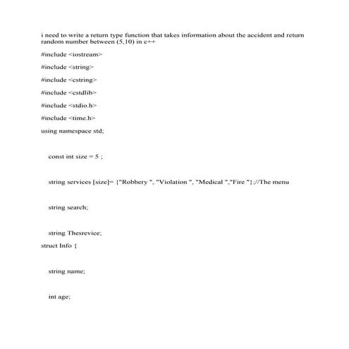 I Need To Write A Return Type Function That Takes Information About Th Docx