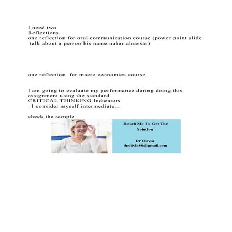 I need two Reflections one reflection for oral communication cou.docx