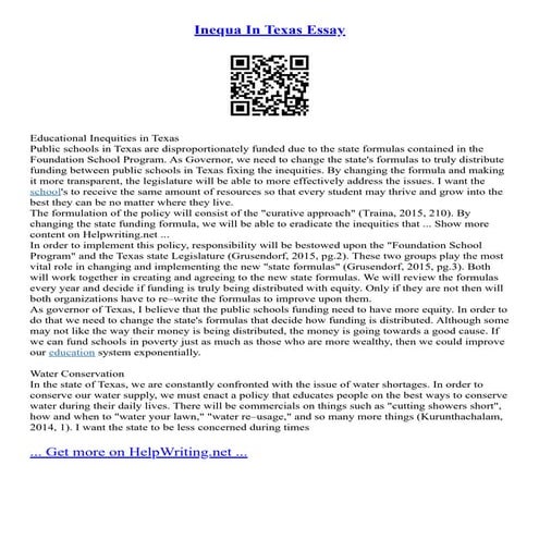 Inequa In Texas Essay | PDF