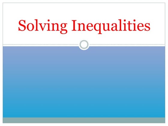 Inequalities ppt revised | PPT