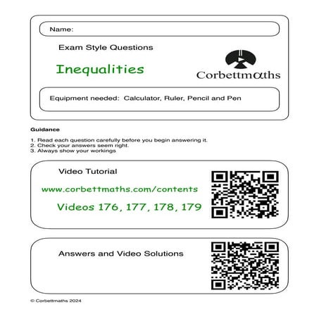 Gcse Mathematics Inequalities Questions Pdf
