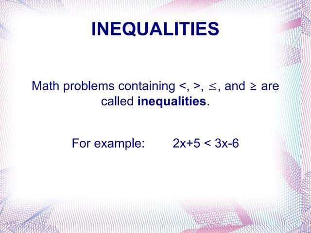 Inequalities ppt revised | PPT