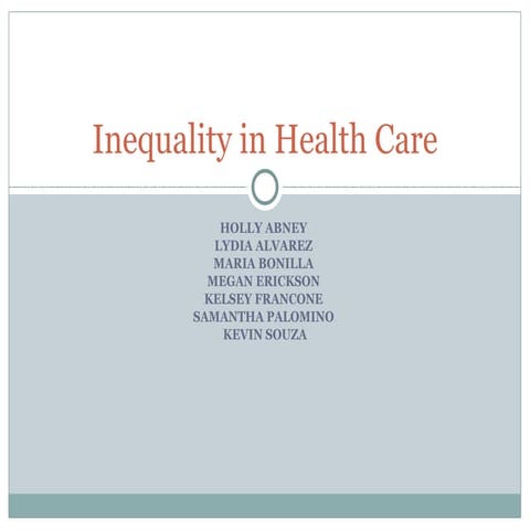 Inequality In Health Care | PPT