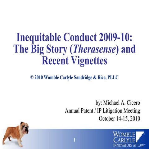 Inequitable Conduct 2010 | PPTX | Legal Services Industry | Industries