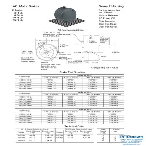 Inertia dynamics ac_motor_brake_specsheet | PDF