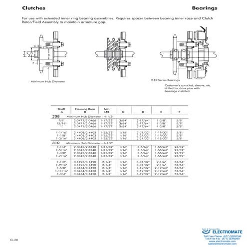 Inertia dynamics clutch308_310_bearing_specsheet | PDF