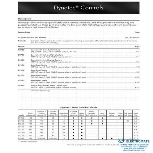 Inertia dynamics controls_specsheet | PDF