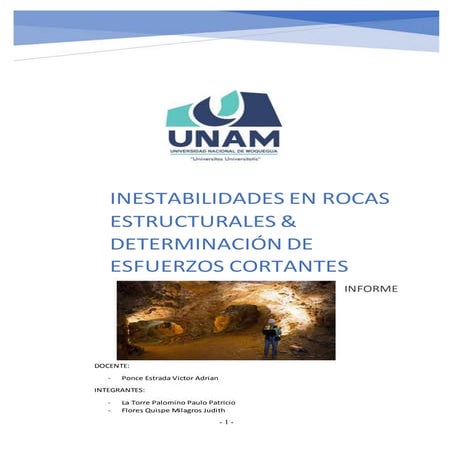 Inestabilidad en rocas estructurales paulo parte 1 | DOCX