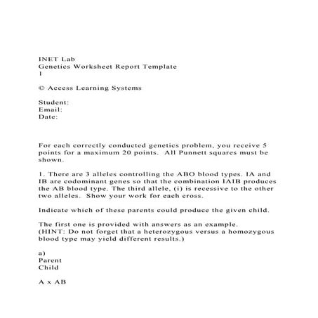 INET Lab Genetics Worksheet Report Template1© Access L.docx