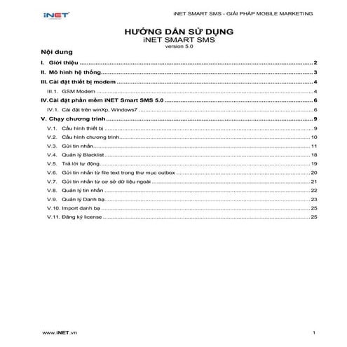 Hướng dẫn sử dụng phần mềm gửi tin nhắn - iNET SMART SMS 5.0 | PDF
