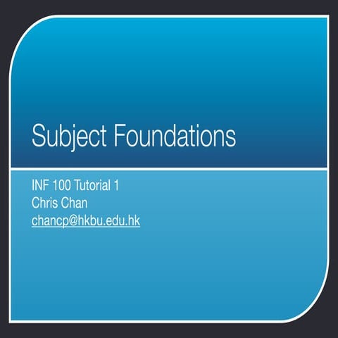 INF 100 Tutorial | PPT